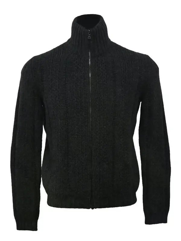 Prada Zip-up Knitted Cardigan - Black