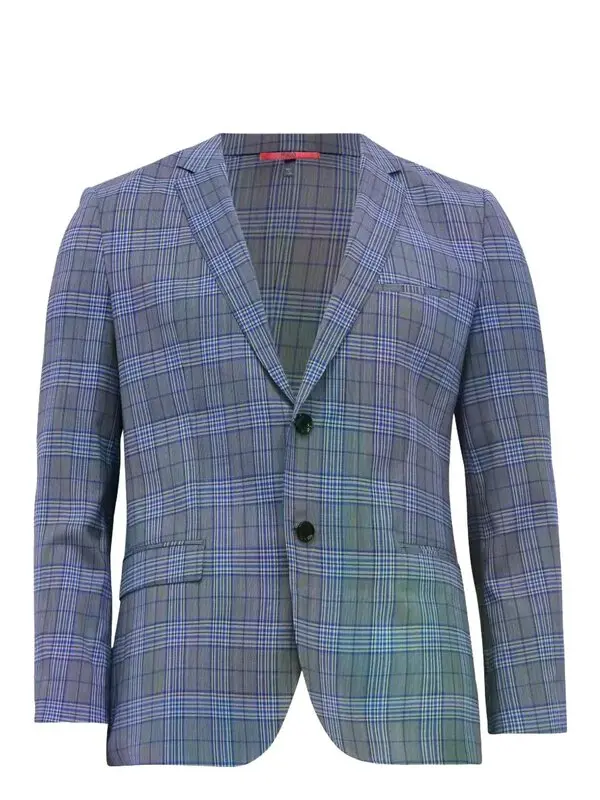 BOSS Plaid Single-breasted Blazer - Grey
