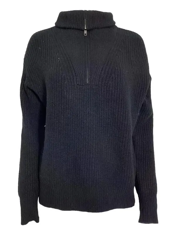NILI LOTAN Half-zip High Neck Sweater - Black