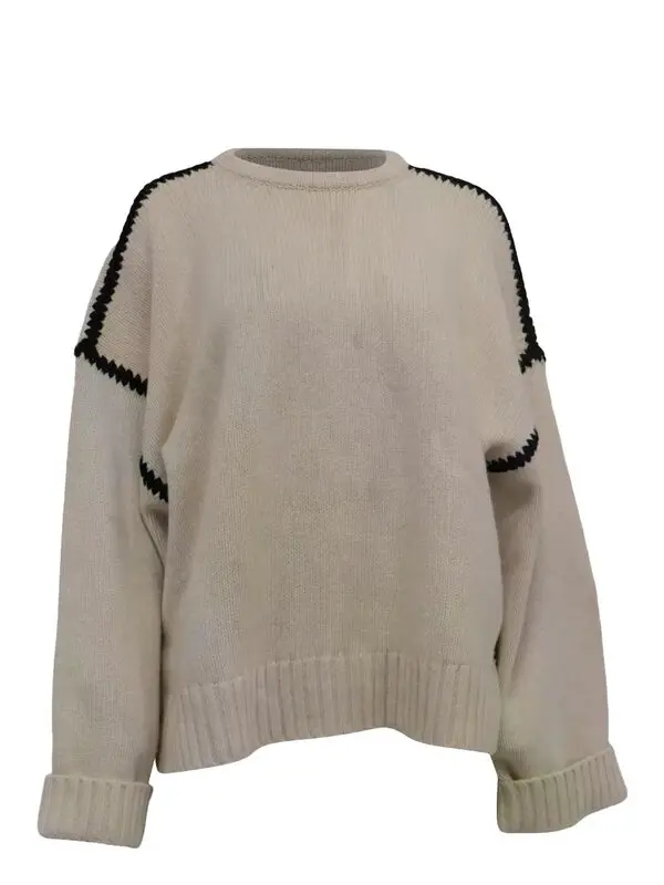 TOTEME Knitted Embroidered Drop Shoulder Sweater - Neutrals