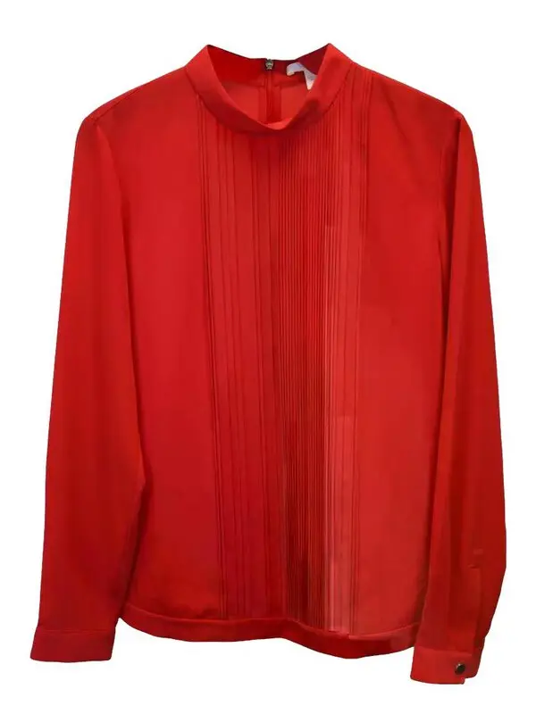 BOSS Pleated Mock-neck Top - Red