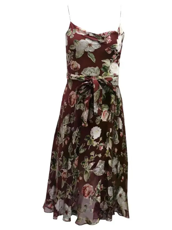 Alice + Olivia Floral Belted Dress - Red
