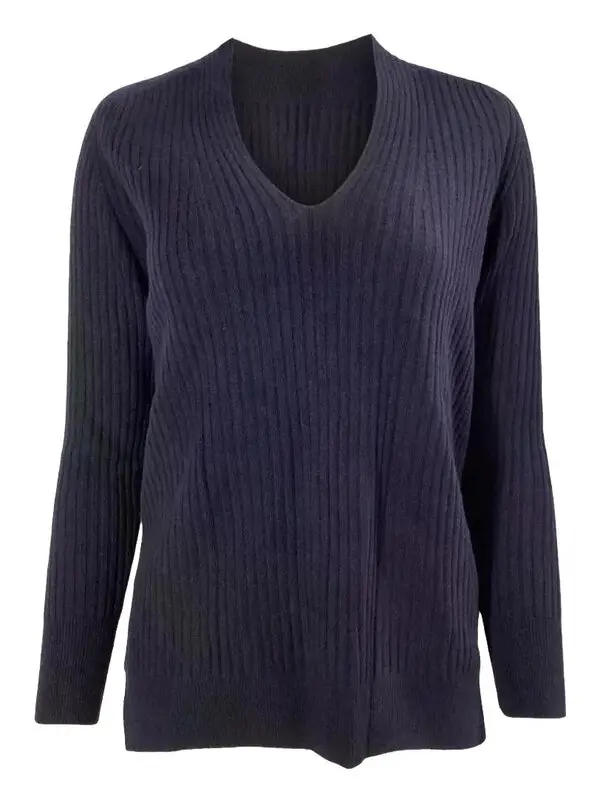Iris & Ink V-neck Ribbed Sweater - Blue