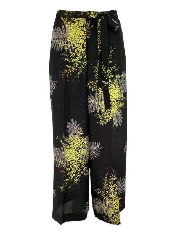 Valentino Garavani Printed Wide-leg Trousers - Black