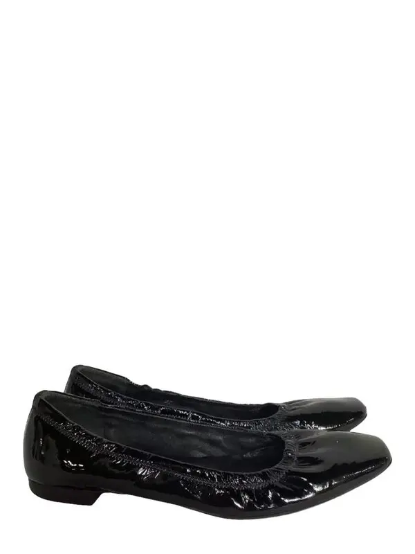 Prada Square-toe Leather Ballet Flats - Black