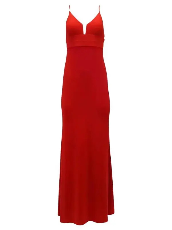 Calvin Klein V-neck Strap Gown Maxi Dress - Red