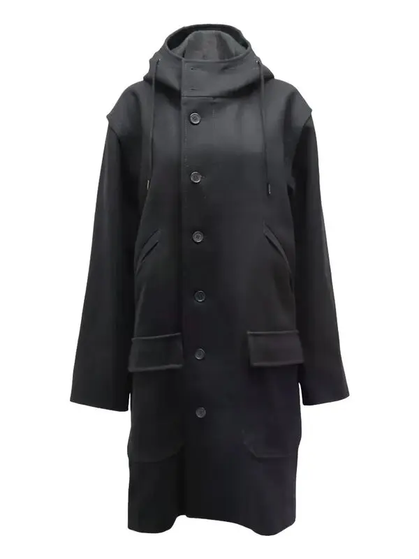 Sandro Wool Hooded Parka - Black