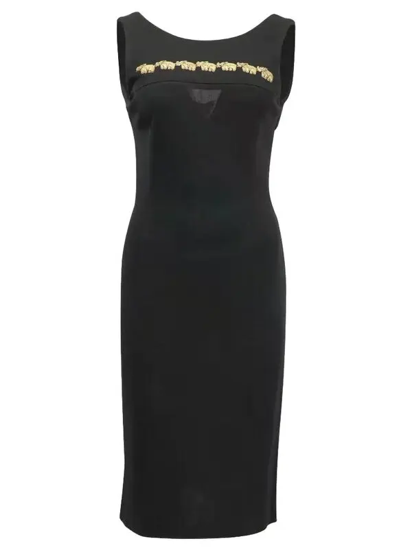 Escada Elephant Embroidered Dress - Black