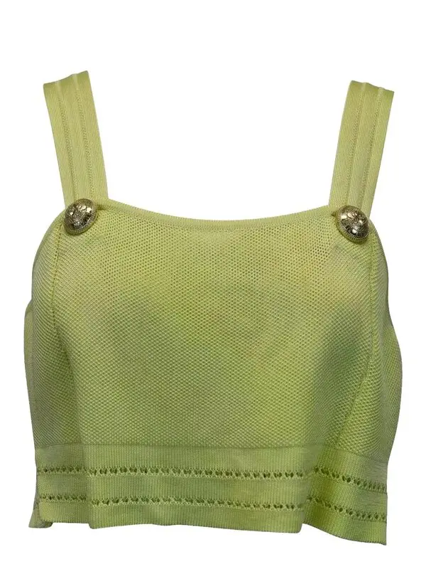 Balmain Sleeveless Knit Crop Top - Green