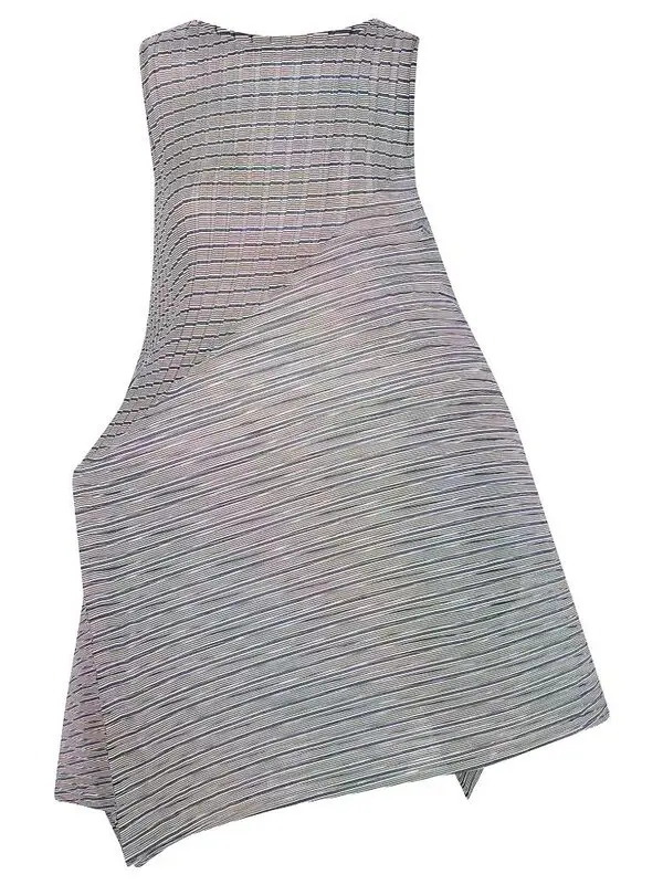 Issey Miyake Striped Draped Dress - Neutrals