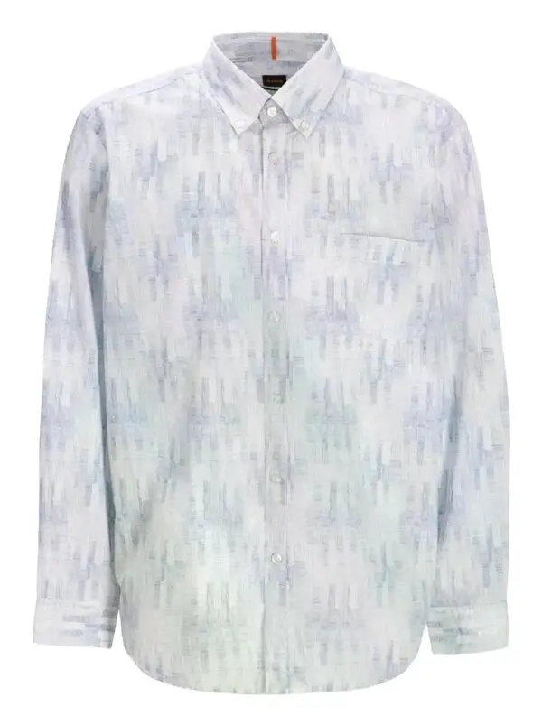 BOSS Abstract-print Cotton Shirt - White