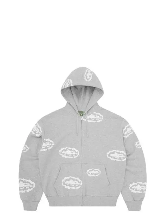 CORTEIZ X Denim Tears Island Wreath Zip Hoodie - Heather Grey