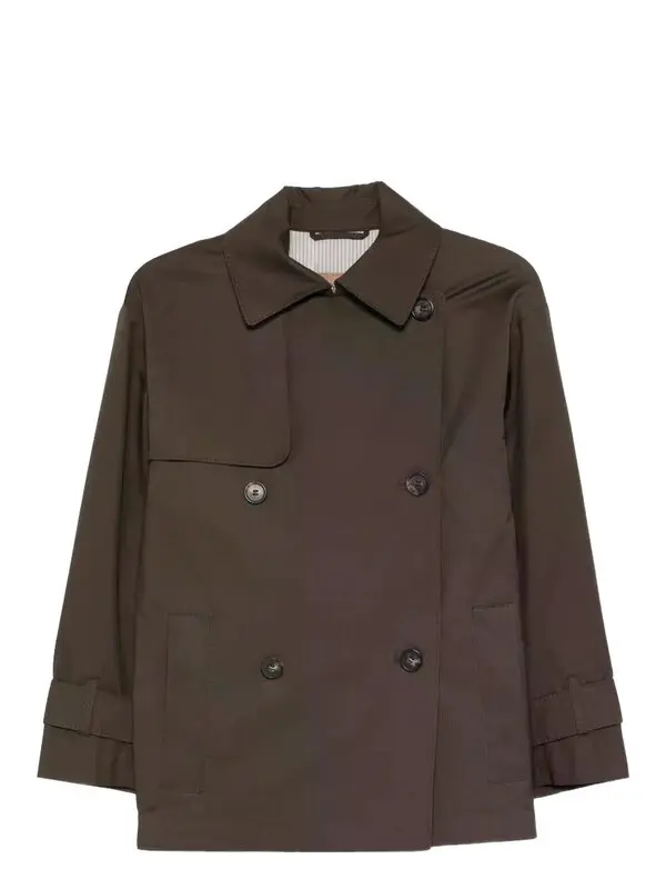 Max Mara Logo-patch Double-breasted Coat - Green