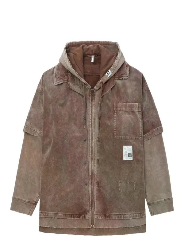 Mihara Yasuhiro Hooded Corduroy Layered Shirt - Brown
