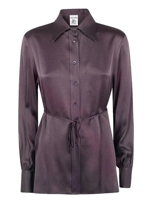 SEMICOUTURE Tie-waist Long-sleeve Shirt - Purple