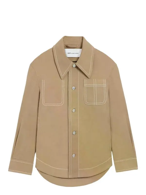 Ami Buttoned Worker Jacket - Neutrals