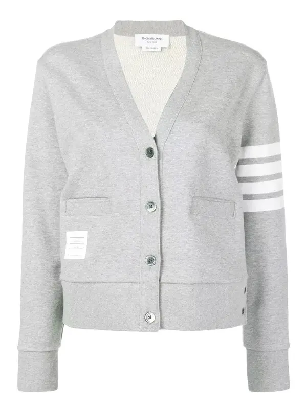 Thom Browne 4-bar V-neck Cardigan - Grey