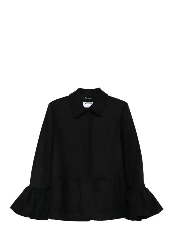 Moschino Ruffle-sleeve Coat - Black