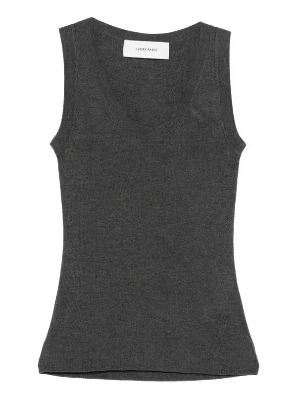 IVORY PARIS Ribbed Tank Top - Grey