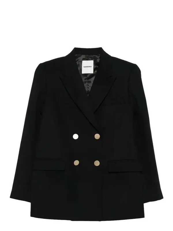 Sandro Double-breasted Virgin Wool Blazer - Black