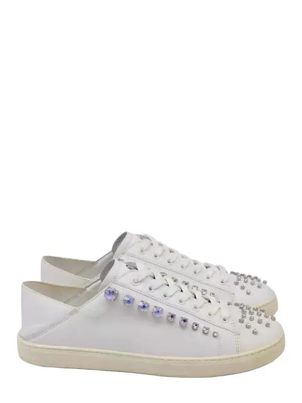 STUART WEITZMAN Crystal-embellished Low-top Sneakers - White