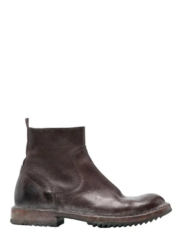 Moma Zip-up Leather Boots - Brown