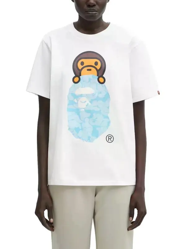 A BATHING APE Solid Camo Milo On Ape Head T-shirt - White