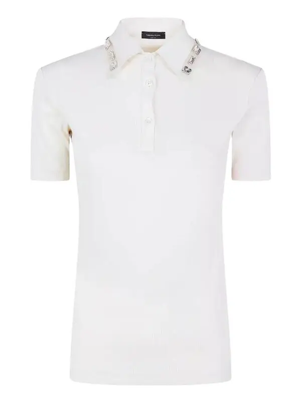 Fabiana Filippi Embellished Collar Polo Top - Neutrals