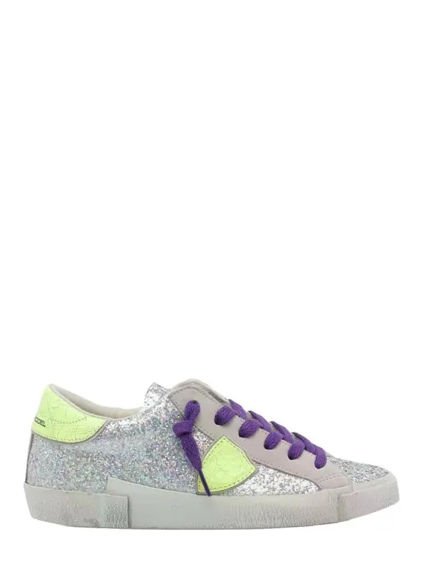 Philippe Model Glitter Logo Sneakers - Silver