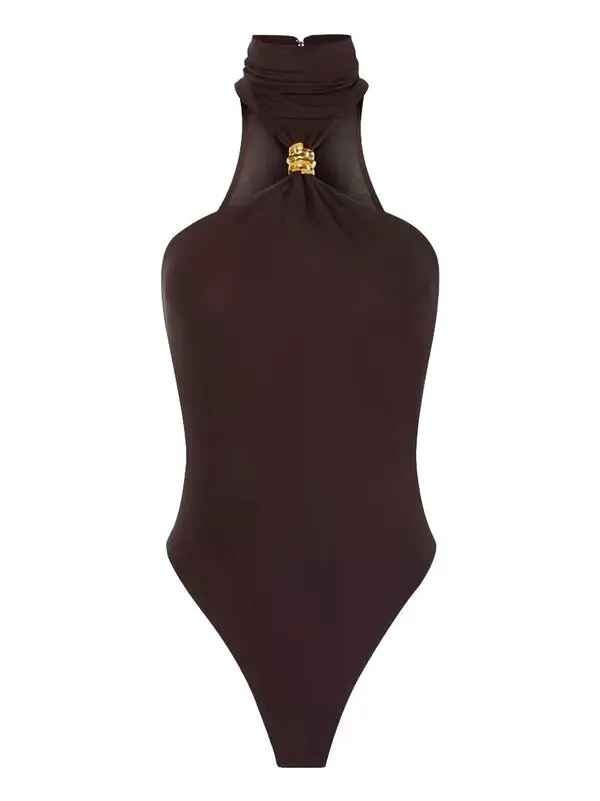 Elisabetta Franchi High-neck Bodysuit - Brown
