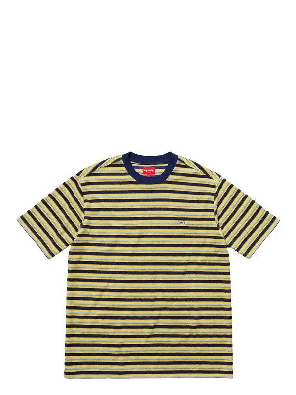 Supreme Stripe Terry Tee Shirt - Navy Blue