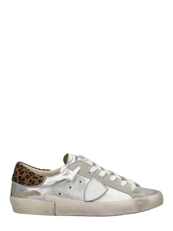 Philippe Model Leopard-print Low Top Sneakers - Silver