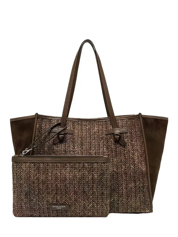 GIANNI CHIARINI Marcella Woven-effect Tote Bag - Brown
