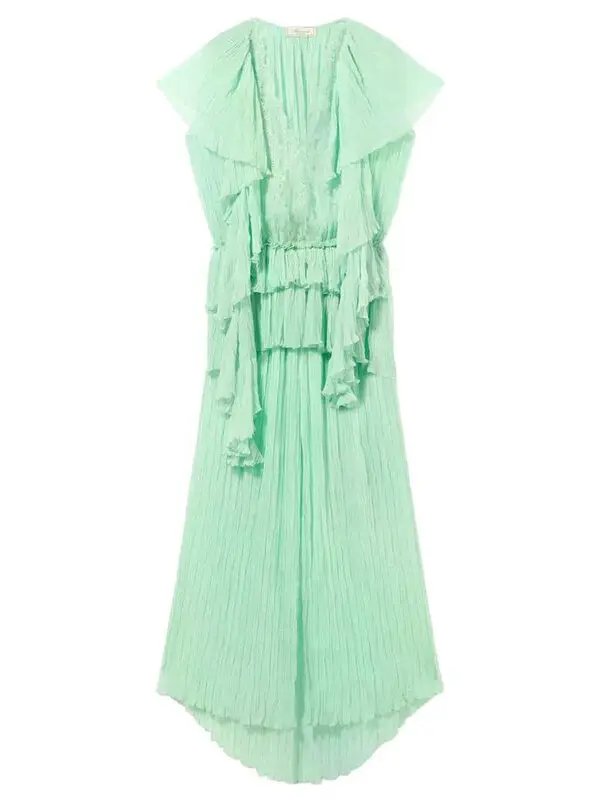 Blumarine Ruffled Pleated Dress - Green