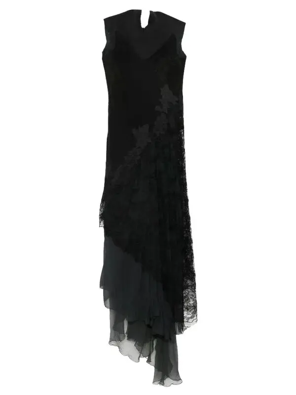 MARC LE BIHAN Lace-appliqué Asymmetric Dress - Black
