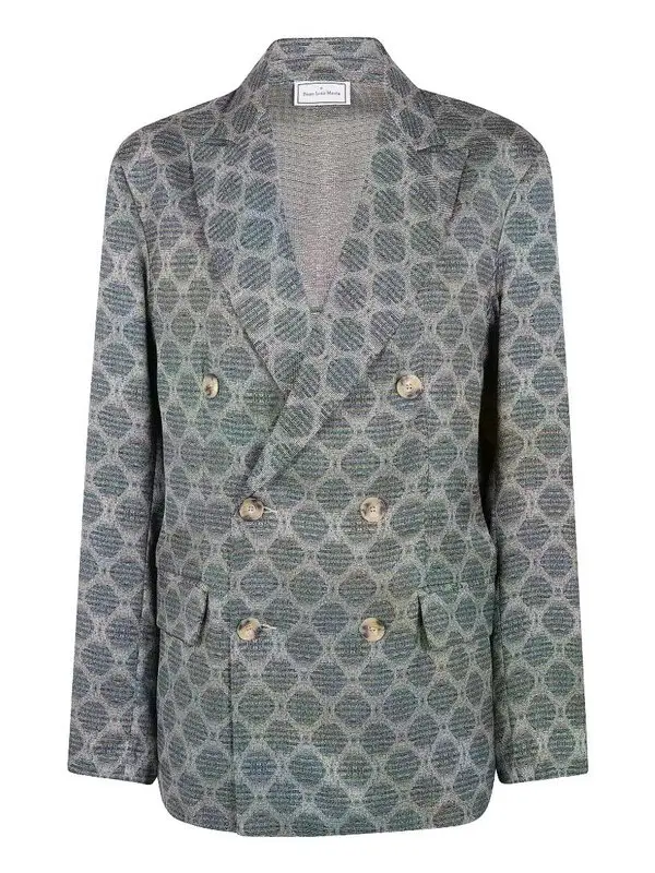 PIERRE-LOUIS MASCIA Patterned Double-breasted Blazer - Neutrals