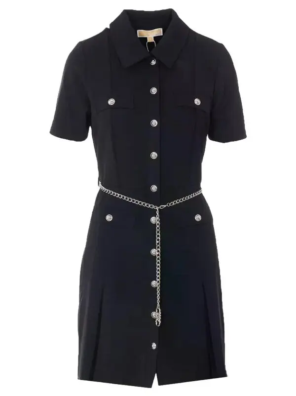 Michael Kors Button Chain Mini Dress - Black