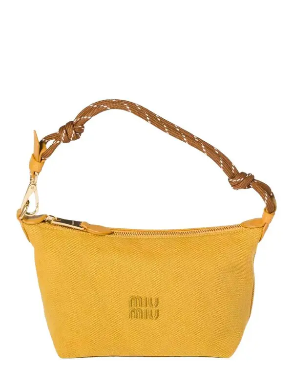 Miu Miu Logo-embroidered Gabardine Tote - Yellow