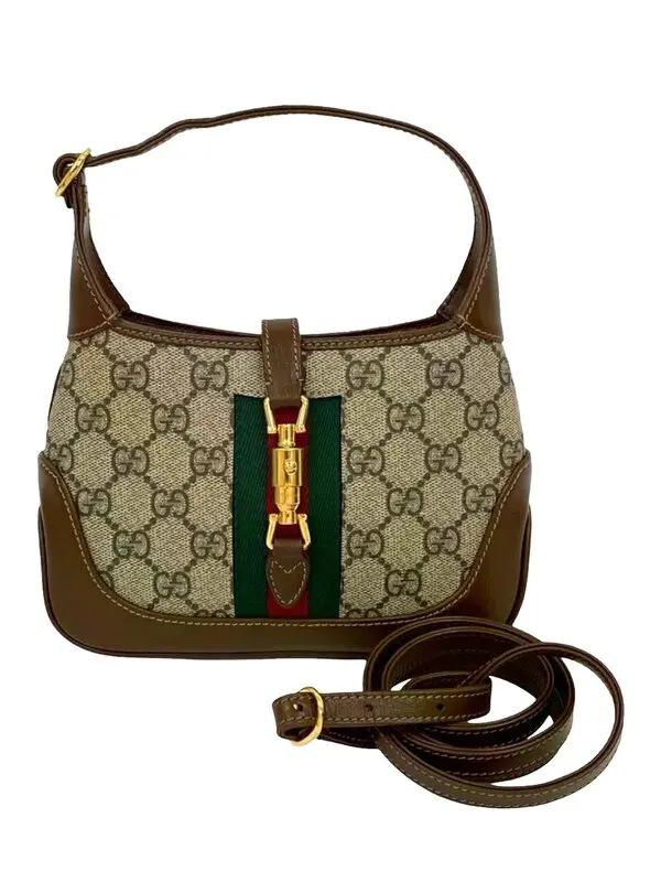 Gucci Mini Gg Supreme Web Jackie 1961 Crossbody Bag - Brown