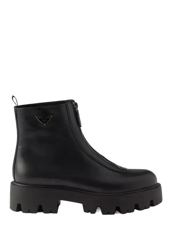 Prada Zipped Ankle Boots - Black