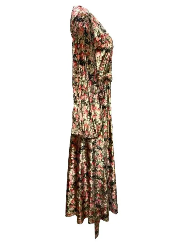 Remain Birger Christensen Floral-print Velvet Midi Dress - Black