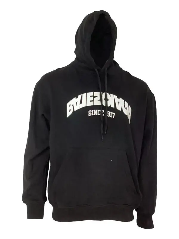Balenciaga Logo-print Cotton Hoodie - Black