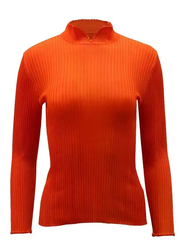 GANNI High-neck Ribbed Top - Orange
