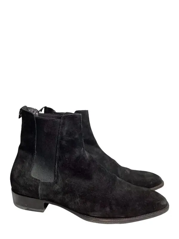 Saint Laurent Wyatt Suede Chelsea Boots - Black