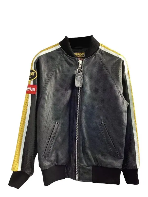 Supreme X Vanson Leathers Perforated Bomber Jacket - Black