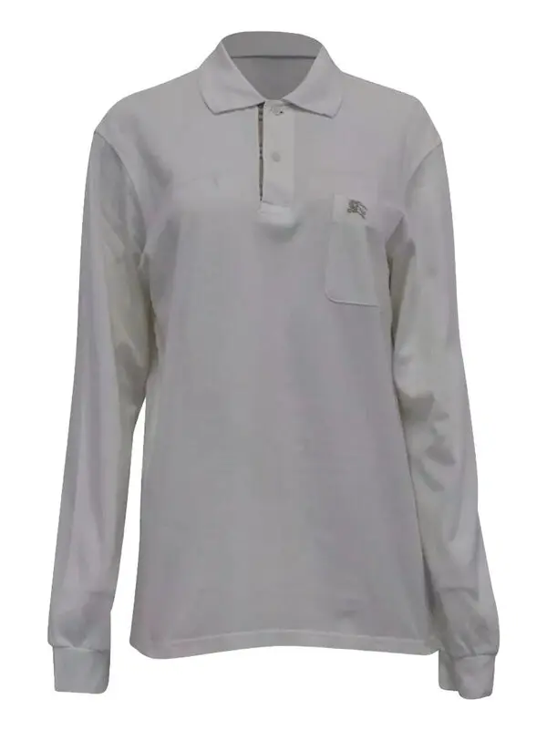 Burberry Embroidered Logo Long-sleeve Polo Shirt - Neutrals