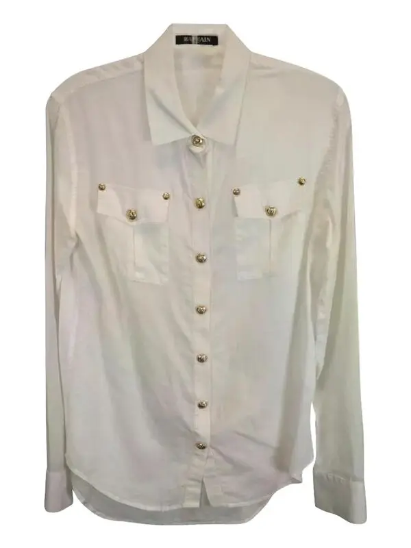 Balmain Gold Button Patch-pocket Shirt - White