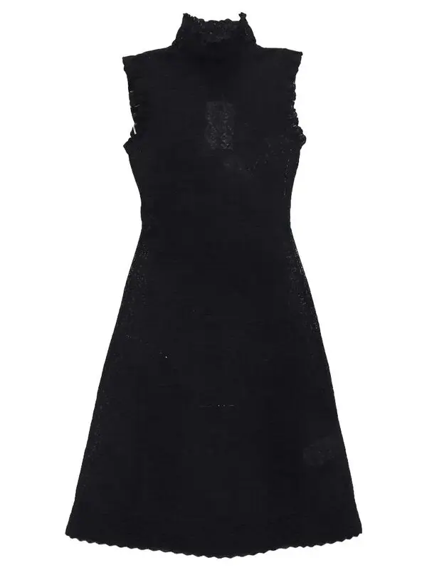 Alexander McQueen Lace High-neck Midi Dress - Black