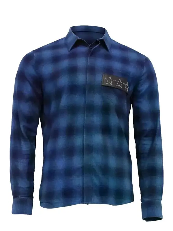 Givenchy Flannel Star-patch Shirt - Blue