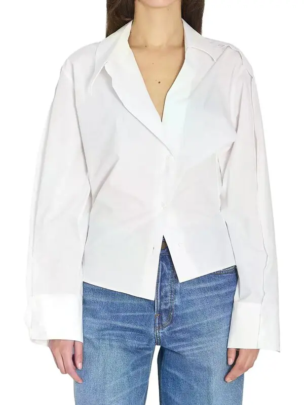 Attico Asymmetrical V-neck Shirt - White